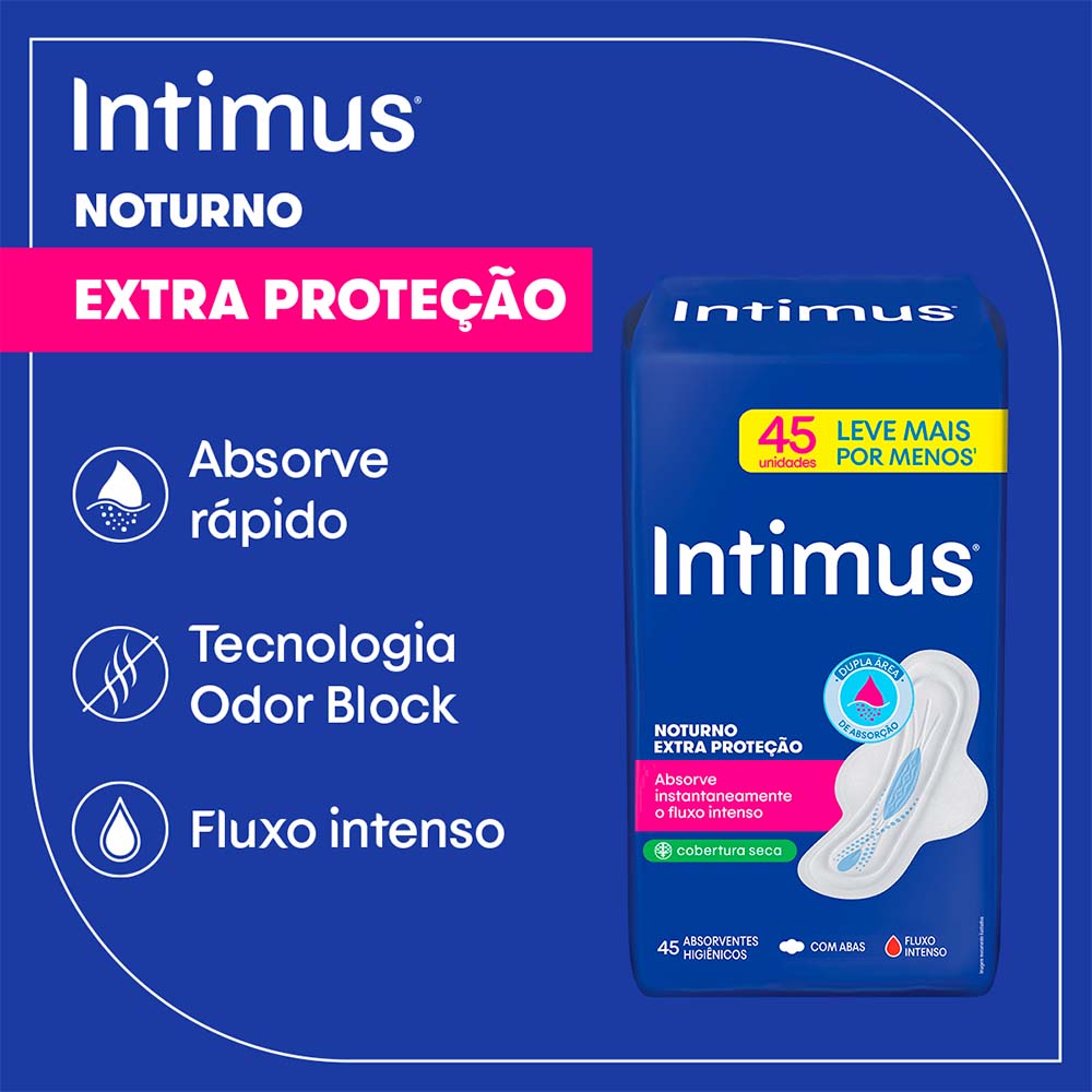 Absorvente Intimus® Noturno Extra Proteção | Cobertura Suave